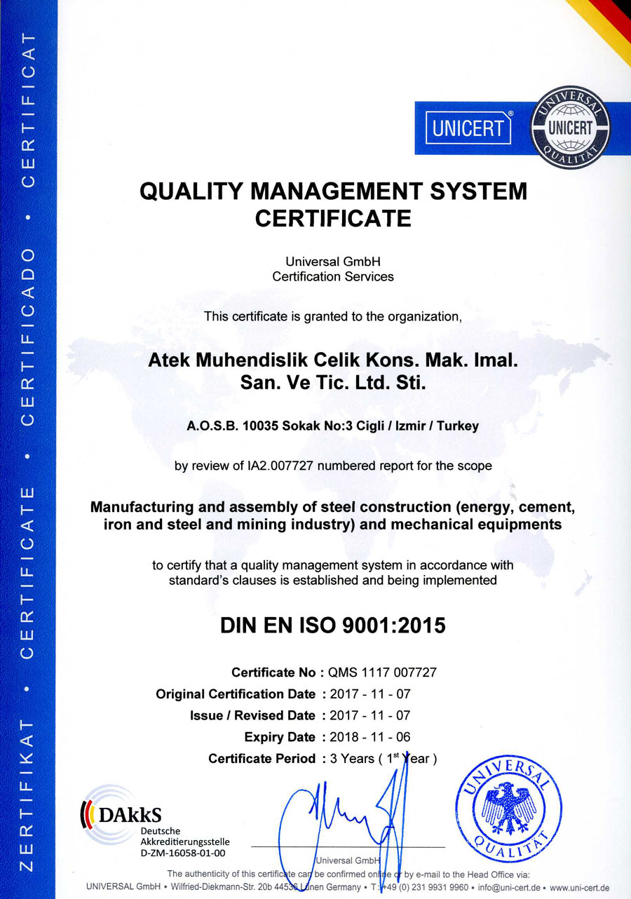 Certificates | ATEK Engineering