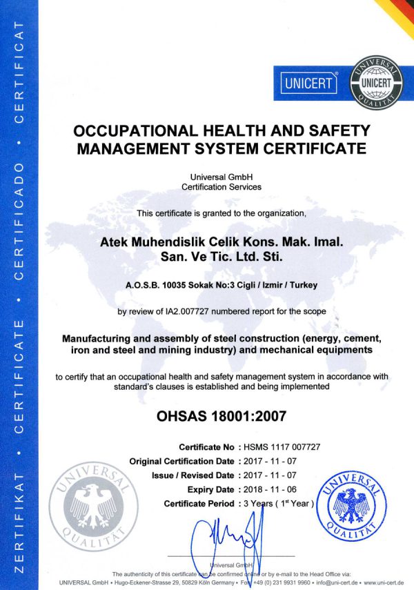 Certificates | ATEK Engineering