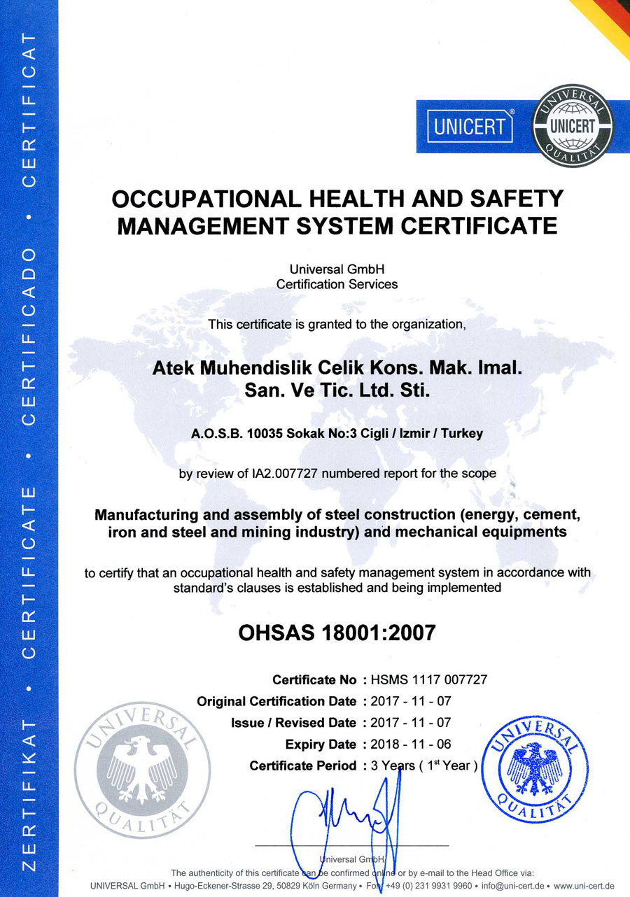 Certificates | ATEK Engineering